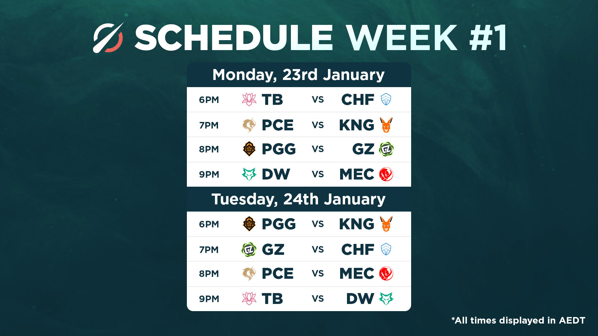 LCO - STARTING JAN 23 on Twitter: "#LCO Week One Schedule See you on Monday 🫡 📺 https://t.co ...