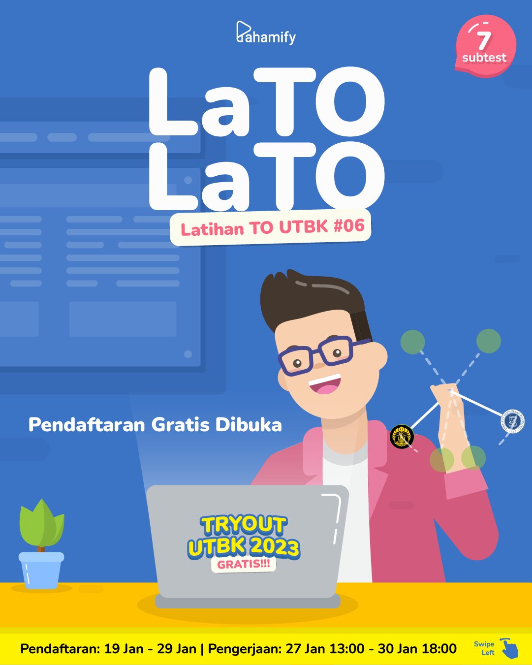#TaklukkanUTBK bareng Pahamify on Twitter: "🎊Pendaftaran TO UTBK 2023 #6 GRATIS FORMAT TERBARU ...