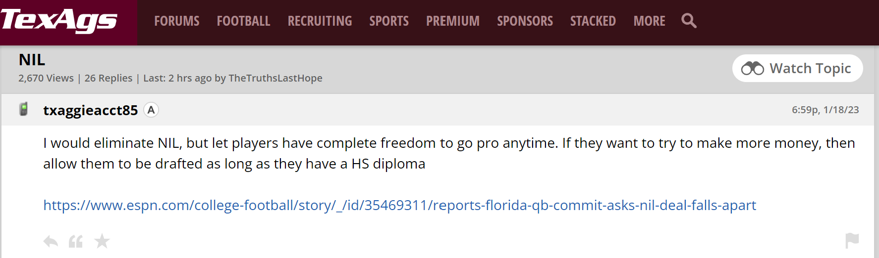 Message Board Geniuses on Twitter: "#TexasAM fan has a genius idea; just eliminate NIL. Simple ...