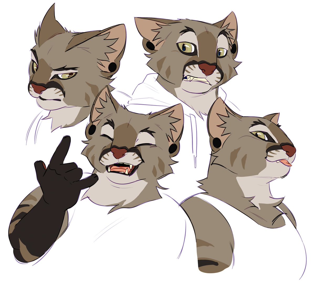 1boy furry male focus furry male multiple views white background fangs ...