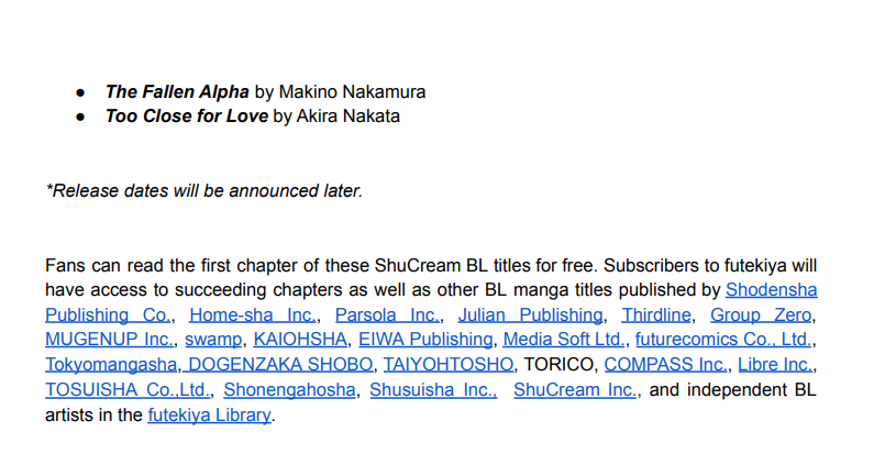 TheOASG on Twitter: "futekiya has announced they've licensed 12 Boys Love manga from ShuCream ...