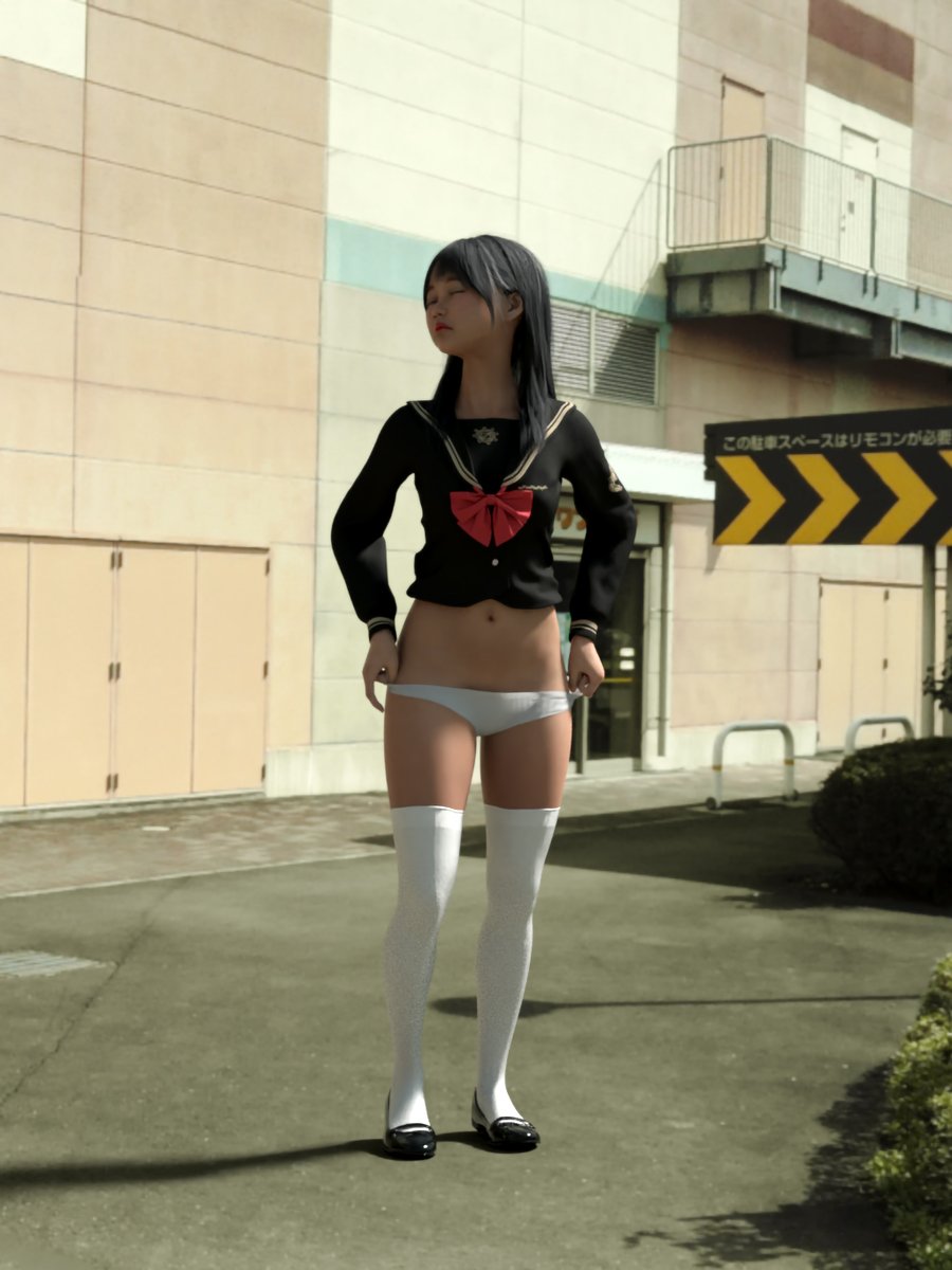 あぁ( *´艸`) ＃制服 #野外露出 #美少女 #かわいい #3DCG #Daz3D #DazStudio #3dartwork #Kawaii #kawaiigirl #girl #野外 ...