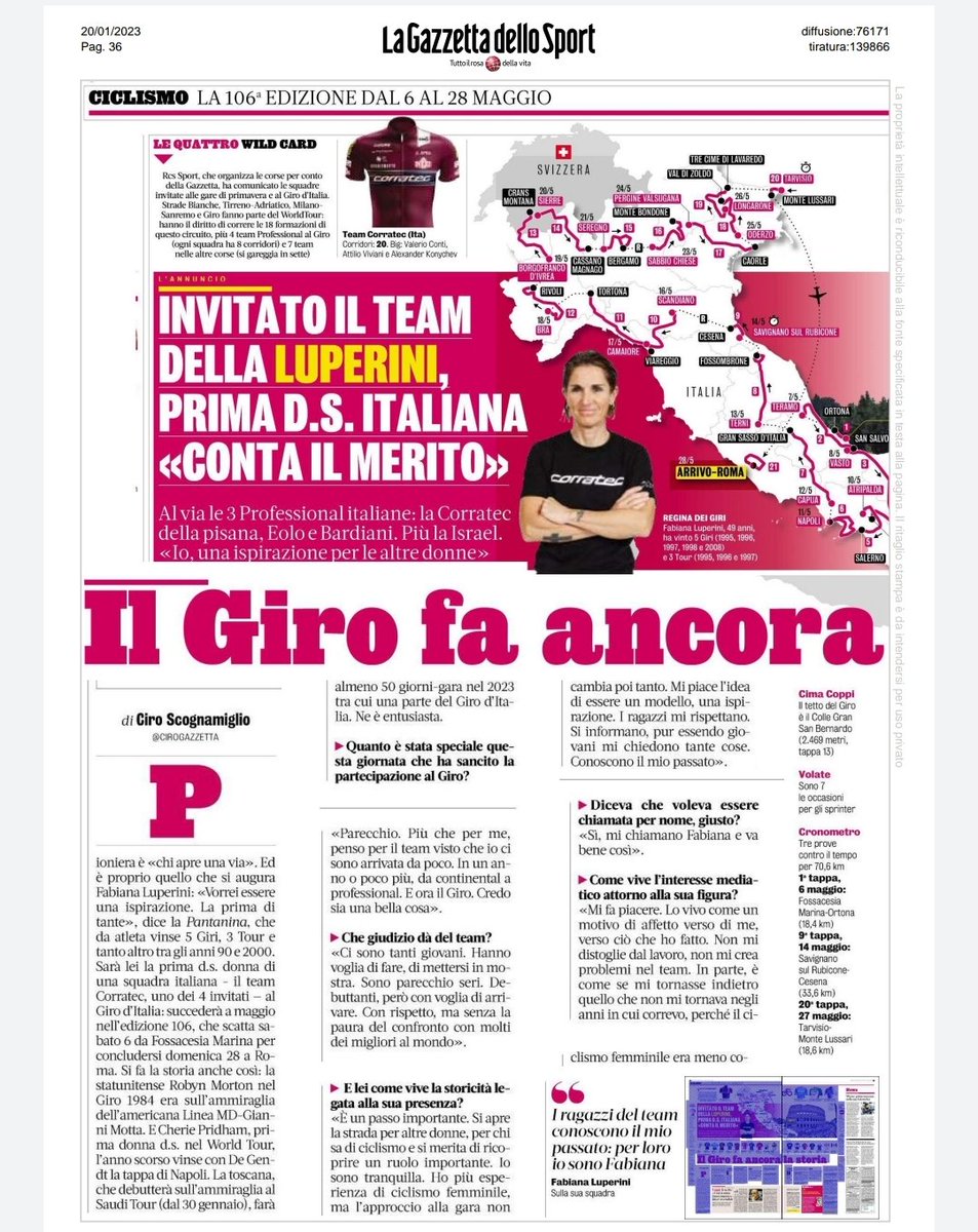 Team corratec on Twitter: "🗞️ Oggi siamo su La Gazzetta dello Sport con l'intervista al nostro ...