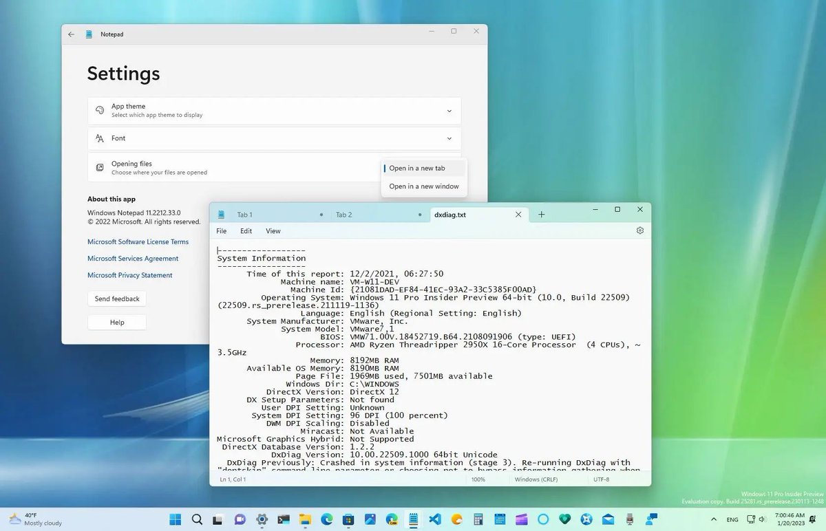 Windows Dev Docs on Twitter: "RT @Pureinfotech: Tabs support officially arrives for the Notepad ...