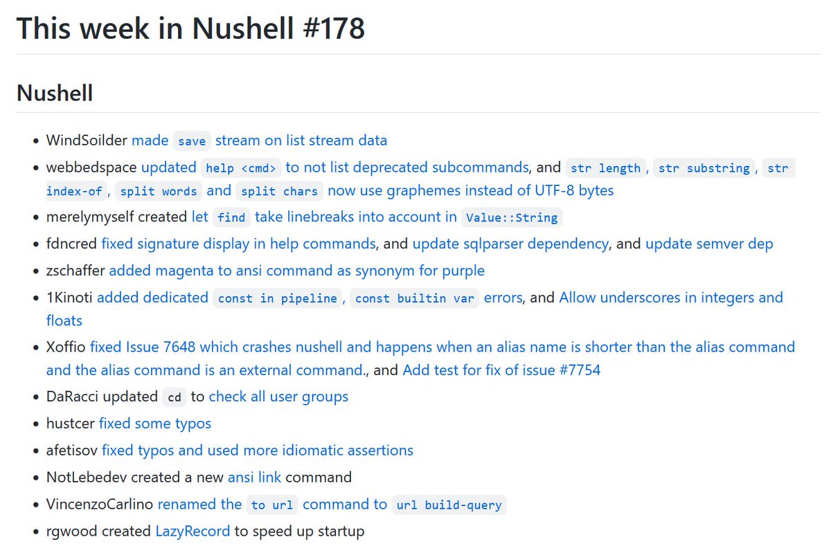 nushell on Twitter: "This week in Nu: new features for working with Unicode text, a new command ...