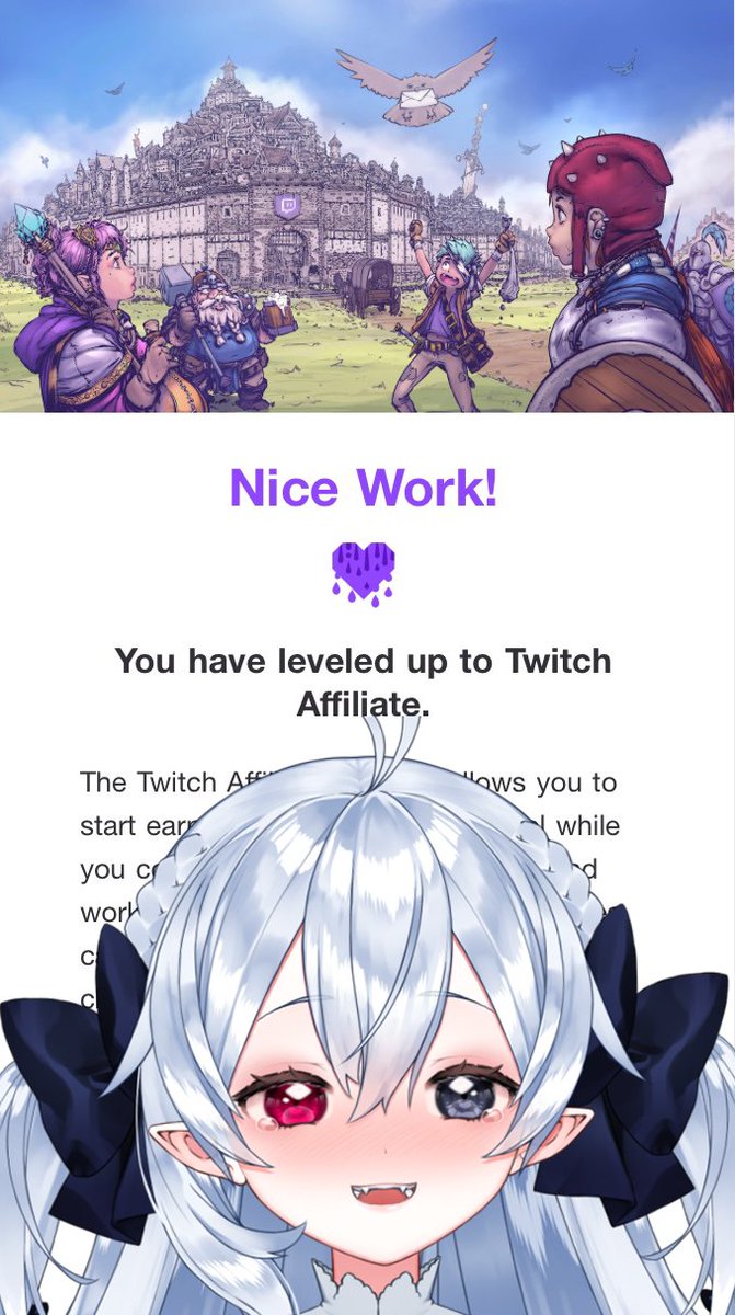 Rina Lucsper 🩸💤 Sloth Demon VTuber on Twitter: "WE DID IT GUYS!! WE'VE HIT AFFILIATE ALREADY ...