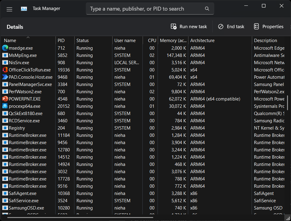 Hoyty On Twitter Hey Markrussinovich Feature Request Of X64 Vs Arm64 Process Explorer Reporting