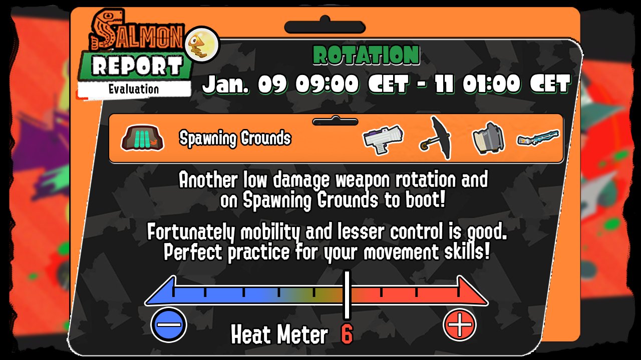 Hazmy on Twitter: "【 Salmon Report 】January 09 - January 11 CET ⚠️Another low Damage Rotation ...