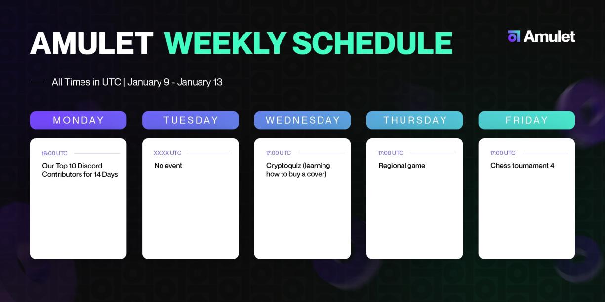 Amulet Protocol on Twitter: "It´s the return of our AmuNation Weekly Schedule! 🧿 2023 is now ...