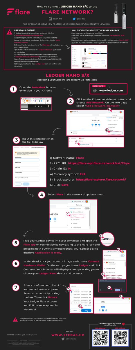 XRP_Cro on Twitter: "🚨How to connect your Ledger Nano S/X via MetaMask to the Flare☀️Network and ...