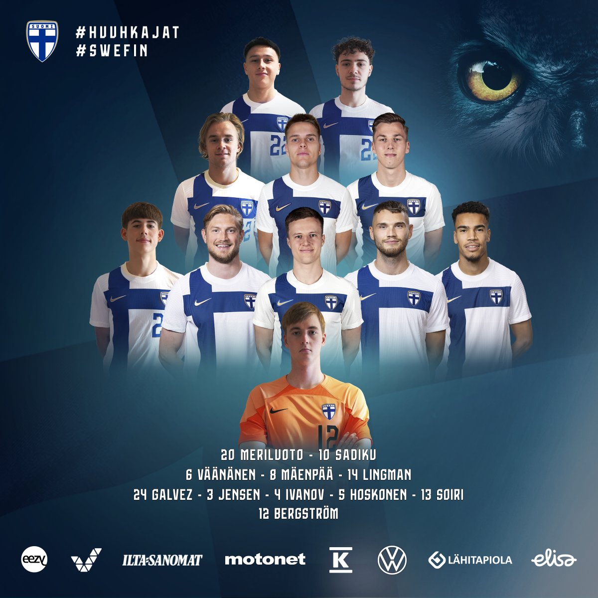 Tässä Huuhkajien kokoonpano illan Ruotsi-otteluun - avauksessa viisi ...
