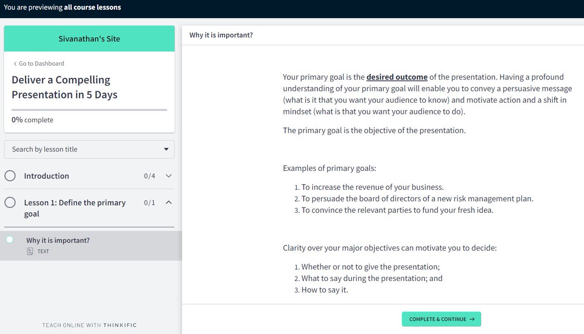 Sivanathan on Twitter: "Toying with @thinkific to build my first course. It's neat, and the best ...