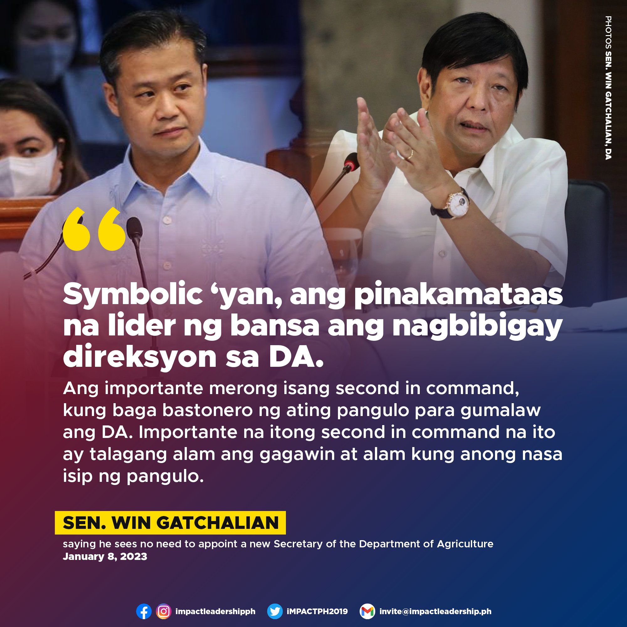 iMPACT Leadership on Twitter: "'NAGBIBIGAY DIREKSYON SA DA'? 🌾🧅 Sen. Win Gatchalian says he sees ...