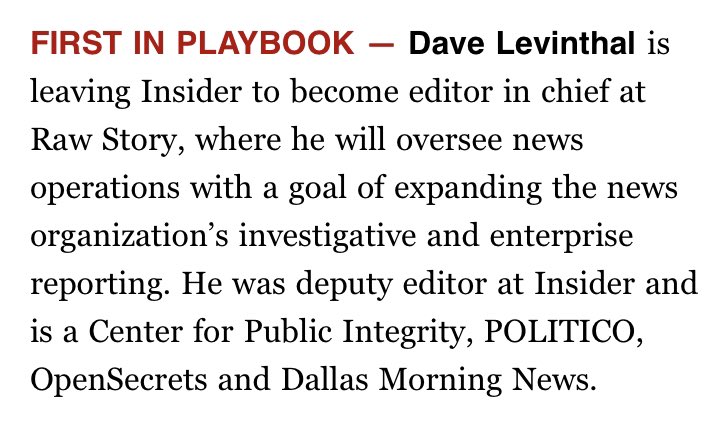 Dave Levinthal on Twitter: "🗞️ Some newsroom news: Thrilled to start soon as editor-in-chief of ...