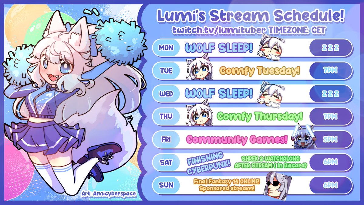 Lumi 💙 Vtuber on Twitter: "Schedule for this week! AwoO~ 💙"
