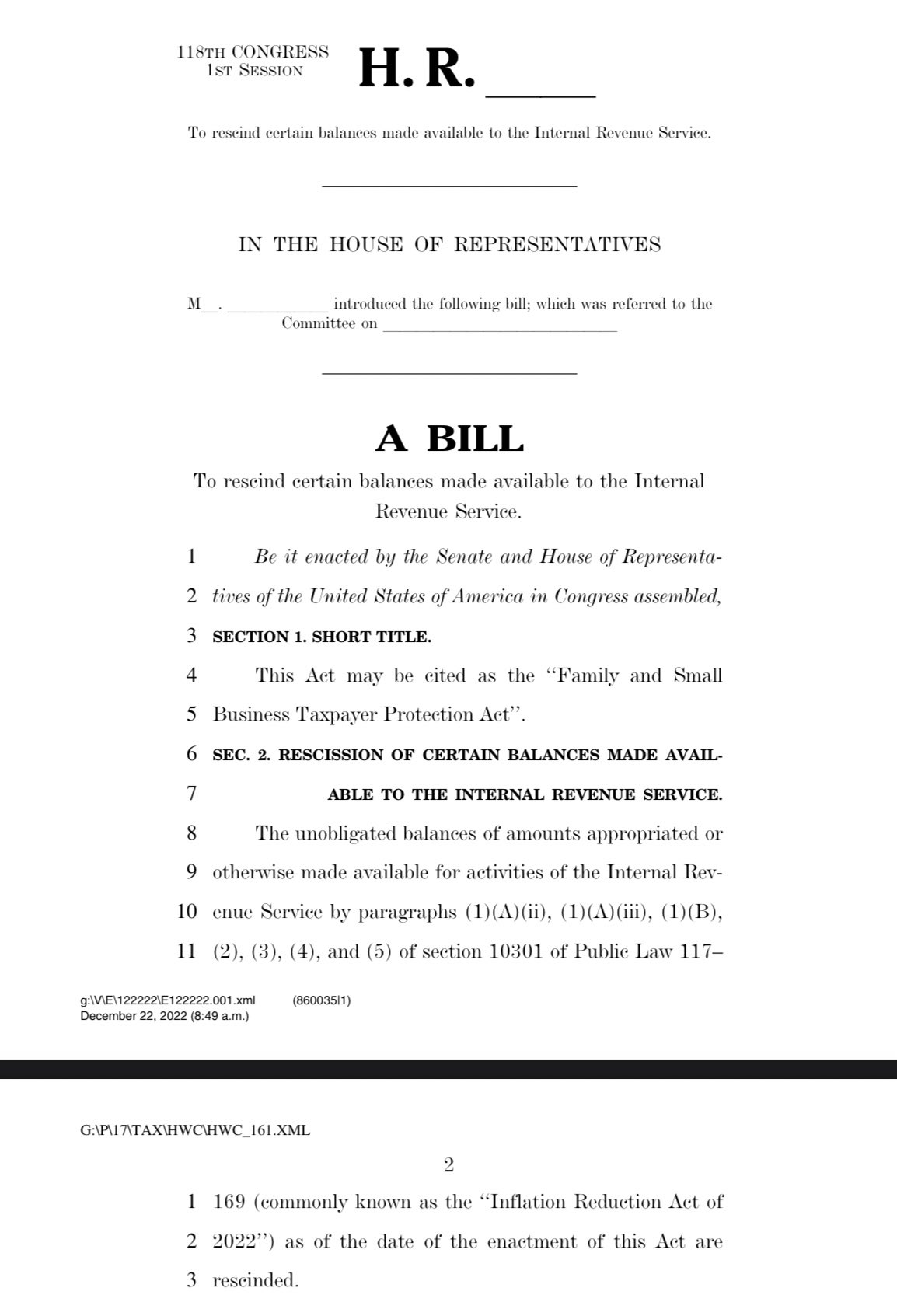 Congress Bill Template