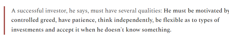 Buffett profile from 1979: "The essence of Buffett's thinking is that ...
