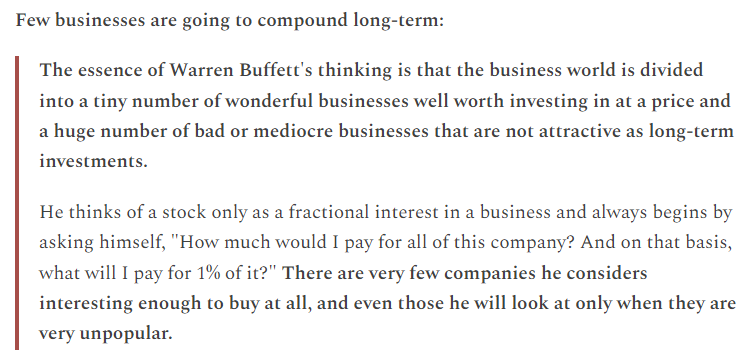 Buffett profile from 1979: "The essence of Buffett's thinking is that ...