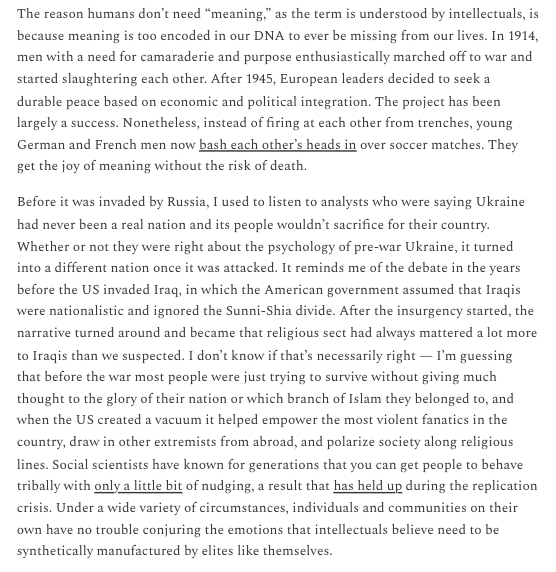 Does man need meaning? I explain that he doesn't in the way ...