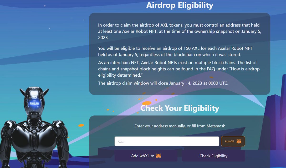 Crypto Duck on Twitter: "ใครถือ Axelar NFT ไปเคลม $AXL airdrop จาก Axelar ได้ครับ มีเวลาเคลมถึง ...