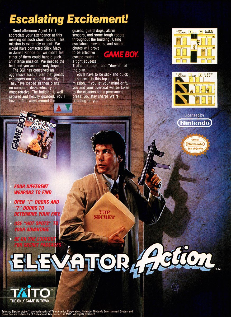 VGDensetsu on Twitter: "More works by Lee MacLeod: Rush Hour (PS1) Elevator Action (Game Boy ...