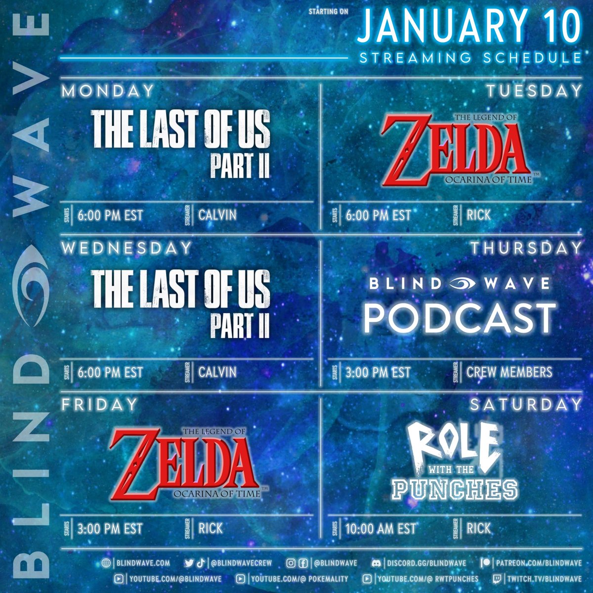 Blind Wave on Twitter: "Adding a Streaming Schedule! What days are you most looking forward to?"
