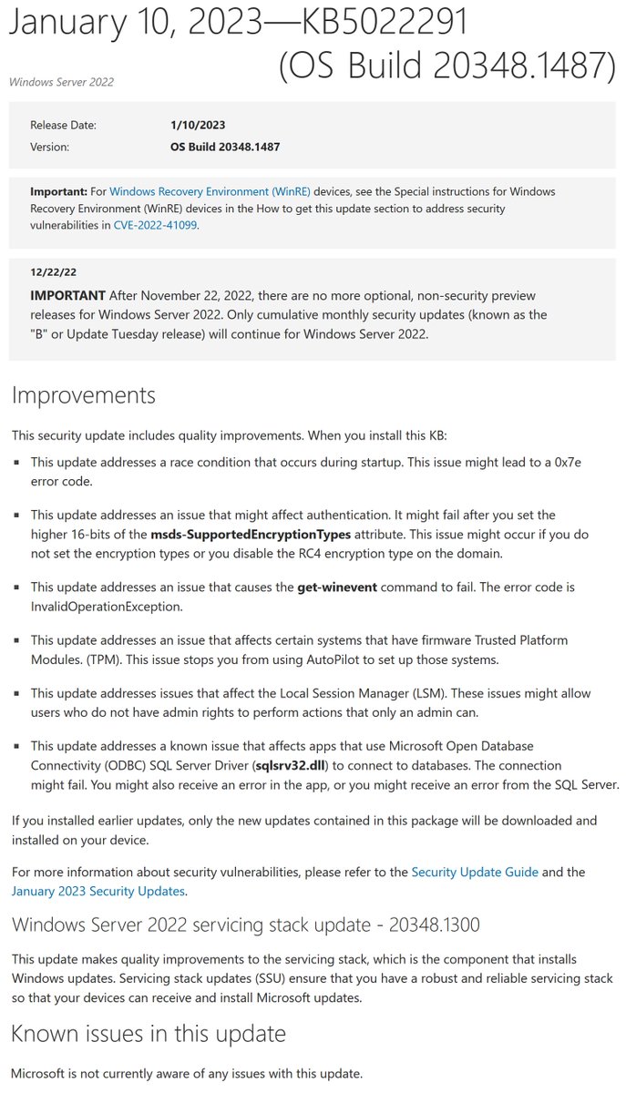 🔮WZor👁️ on Twitter: "🚨 January 10, 2023 #PatchTuesday “B” #CumulativeUpdate #KB5022291👨‍💻👉https ...