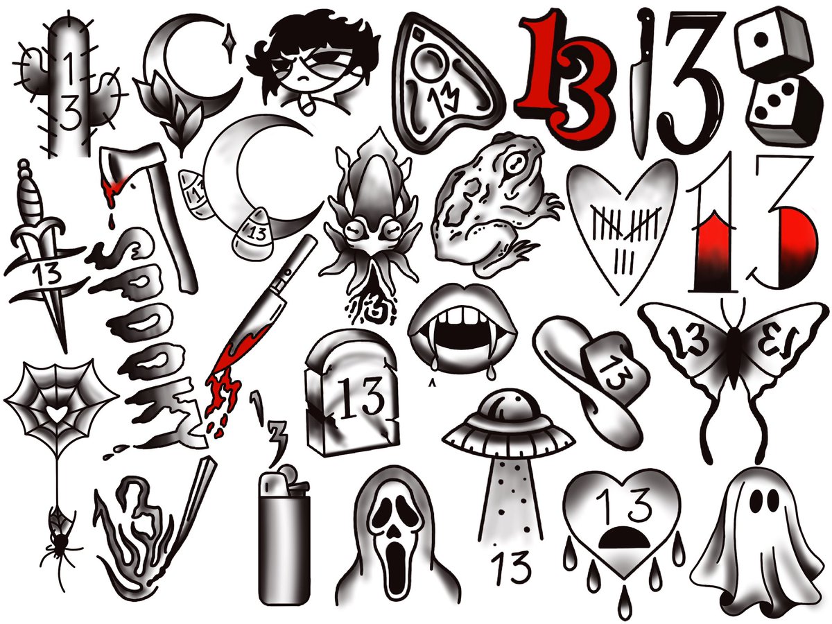 Traditional Friday The 13th Tattoos
