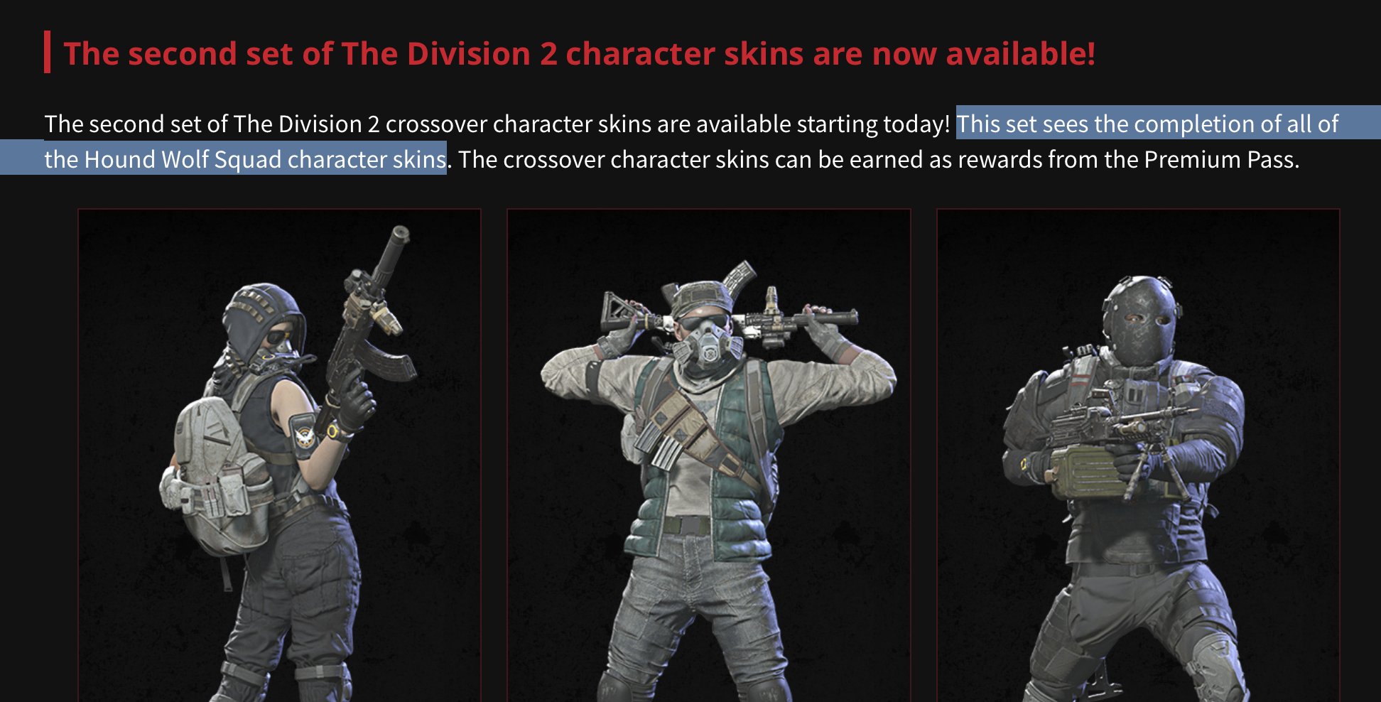 The Division Characters