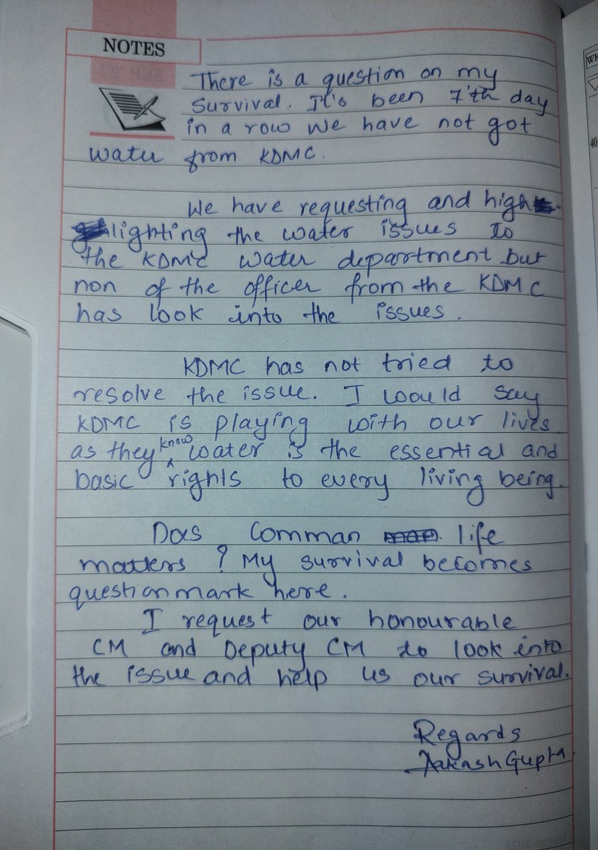 Sneha on Twitter: "A young boys hand written letter to @KDMCOfficial requesting water to drink ...