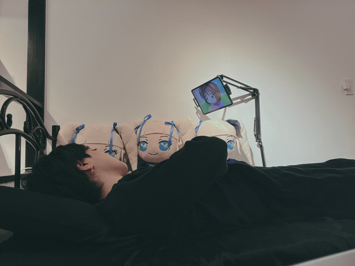 yude on Twitter: "RT @nyalra: モニターアームを購入し、一日中寝転がってさくらﾀｿを眺めるだけの生活へと突入……"