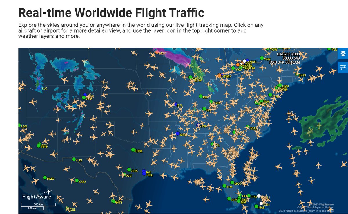 A look at map shows some air traffic but not as many flights in the sky ...