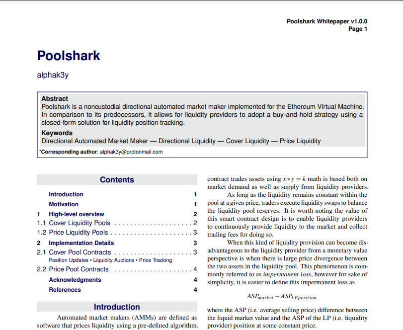 Poolshark Protocol (🦈, ⛽) on Twitter: "Today we are grateful to present a detailed overview of ...