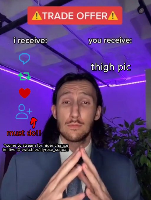 Rose🌹FEMBOY VTUBER on Twitter: "Trade offered do you accept https://t.co/f6NcjYINuS" / Twitter