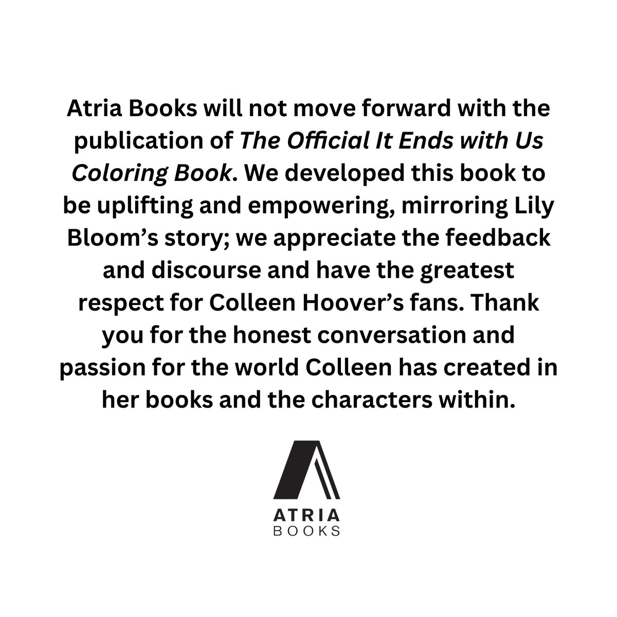 Atria Books on Twitter: "Atria Books will not move forward with the publication of The Official ...