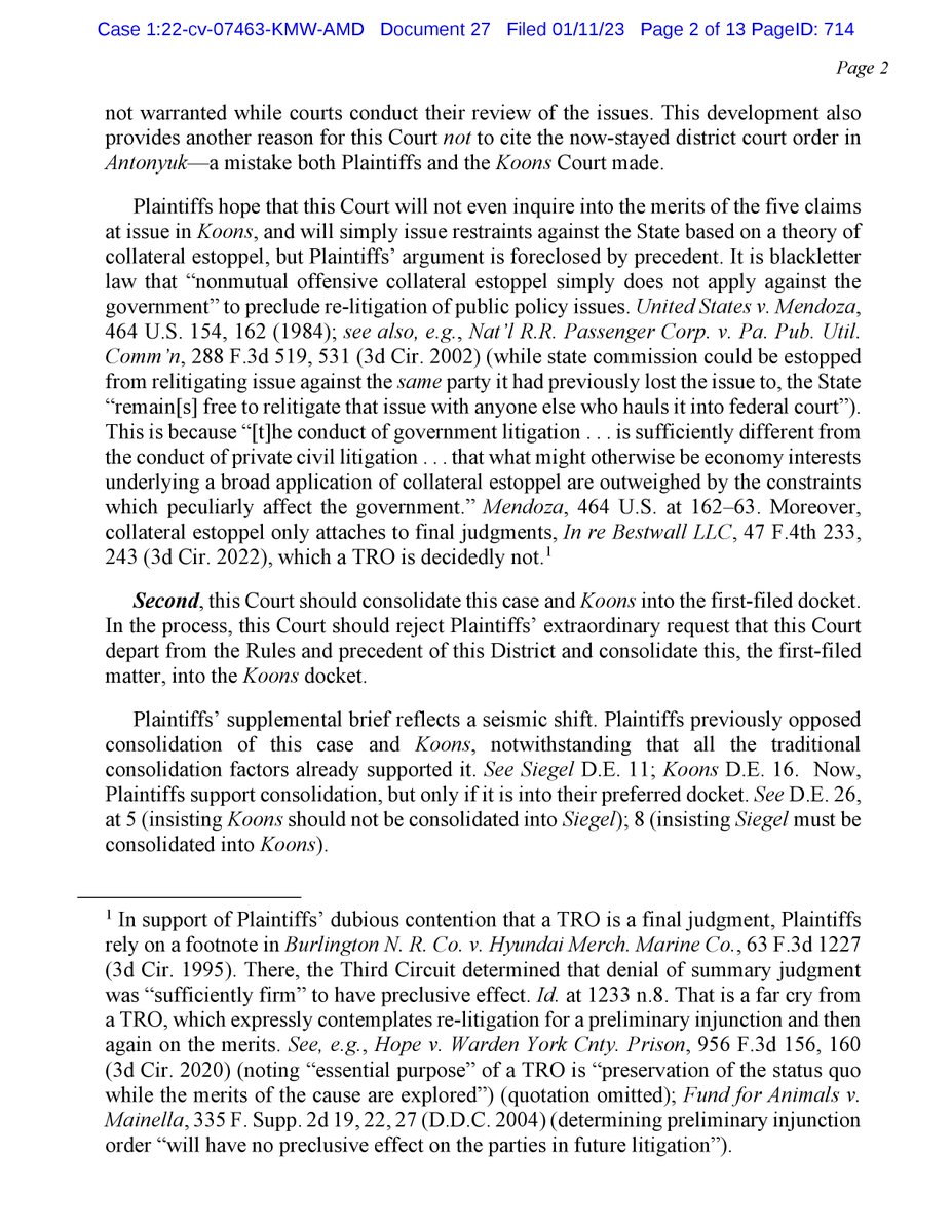 Rob Romano on Twitter: "Siegel v. Platkin (D. NJ, Bruen response bill): Supplemental reply ...
