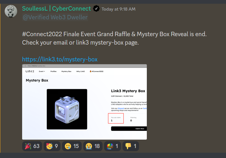 Crypto Duck on Twitter: "Link3 Mystery Box ประกาศผลแล้วครับ 👉 เช็คได้ที่: https://link3.to ...
