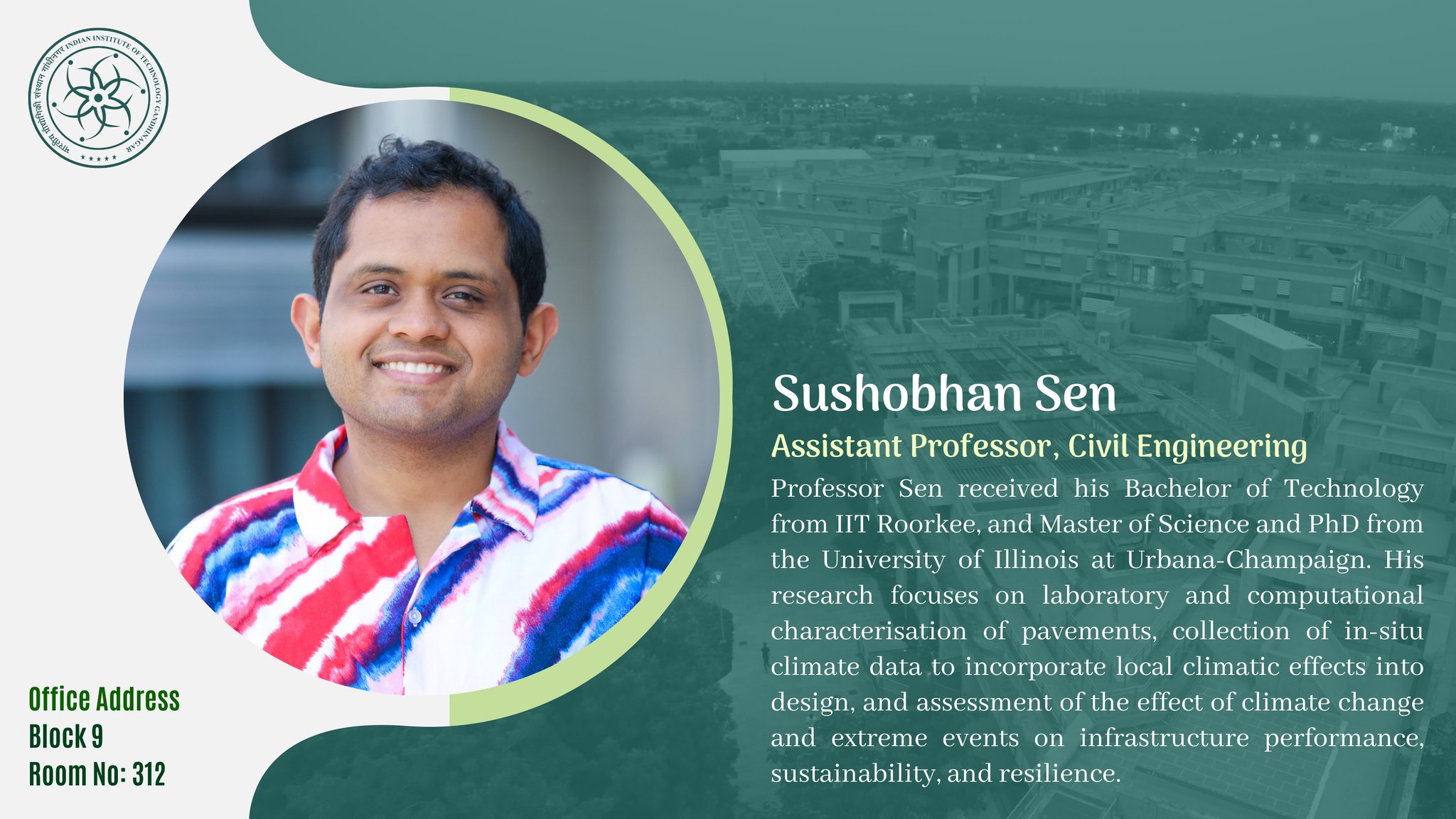 IIT Gandhinagar on Twitter: "We welcome Prof Sushobhan Sen, who joined IITGN as an Assistant ...