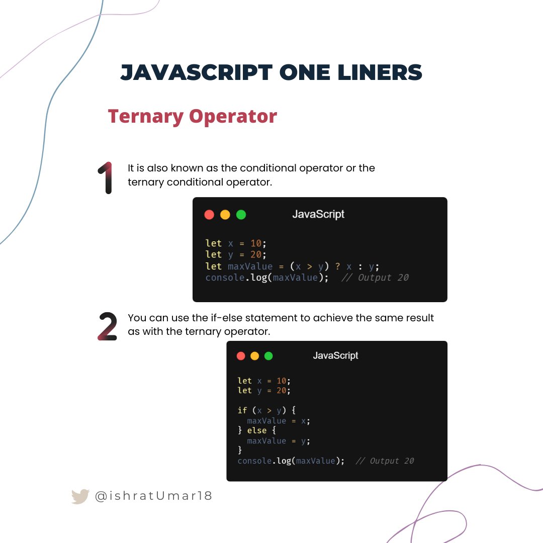 JavaScript one-liners 🚀 A Thread ↓ - Thread from Ishrat @ishrratumar ...