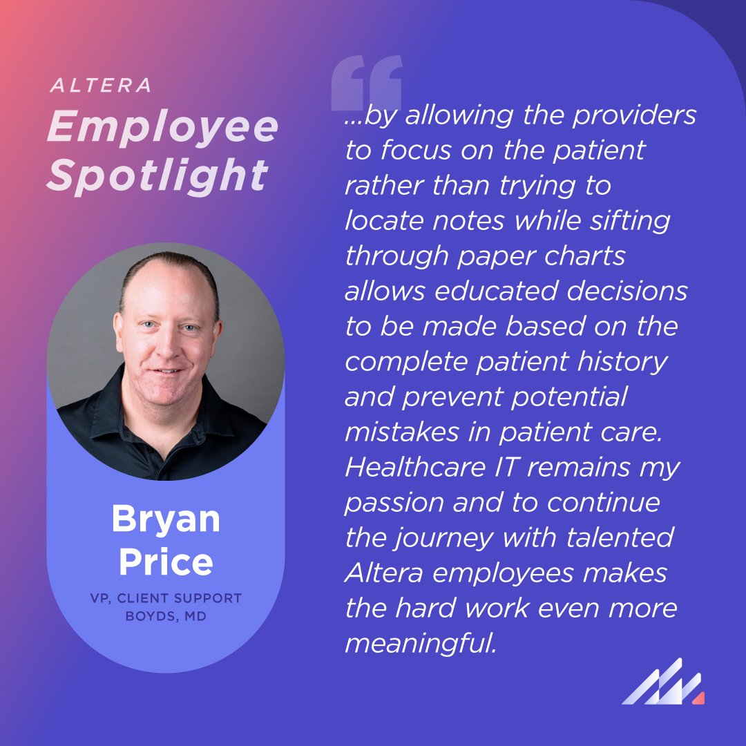 Altera Digital Health on Twitter: "Altera Employee Spotlight: Meet Bryan Price, our VP of Client ...