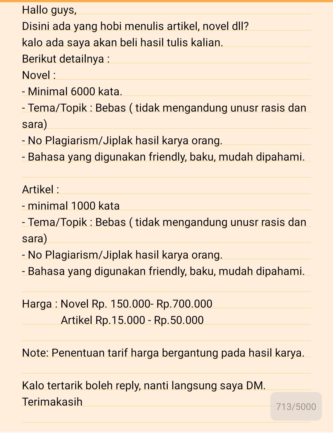 BACA RULES DI (bit.ly/worksfess) on Twitter: "Work! Bila ada yang berminat silahkan. Terima ...