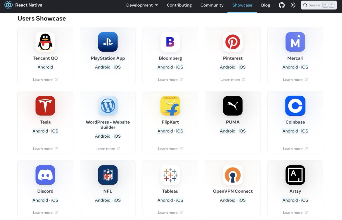 Joe Ng'ethe on Twitter: "https://reactnative.dev/showcase"