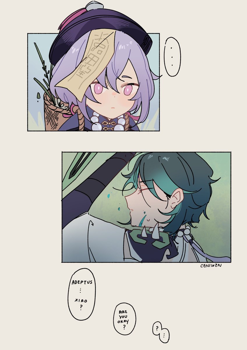 티팟 on Twitter: "RT @_ceniwen: Qiqi's weekly routine #xiao #原神"