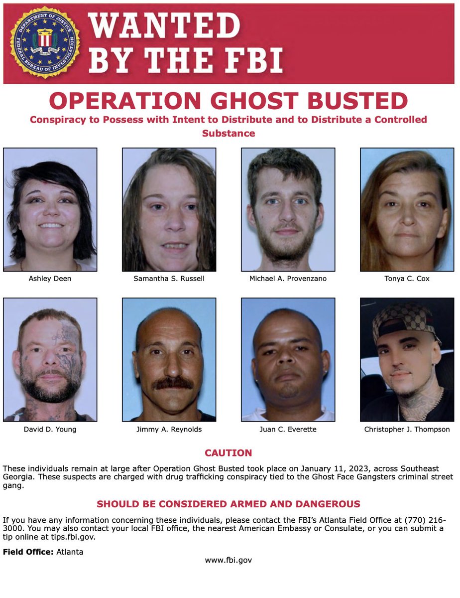 FBI Atlanta on Twitter: "Know any of these people? These 8 remain at large after Operation Ghost ...