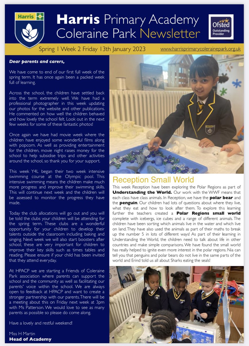 Welcome to Harris Primary Academy Coleraine Park