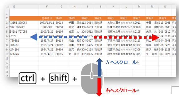 タクヤ|YouTube登録者8万名メンタエクセル|Excelコンサルタント on Twitter: "Ctrl + Shift + マウスホイール上下で横スクロールできます。マウスホイールが横 ...