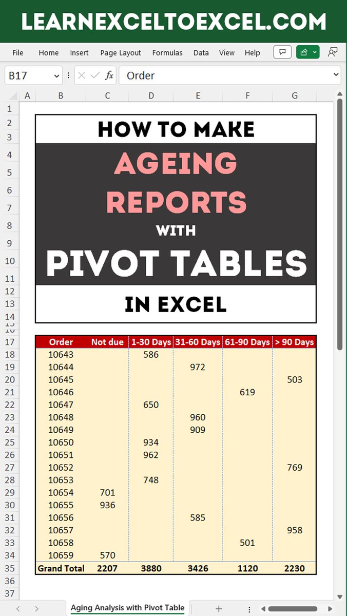 Learn Excel To Excel On Twitter Create Aging Reports In Excel Super Fast Watch Youtu