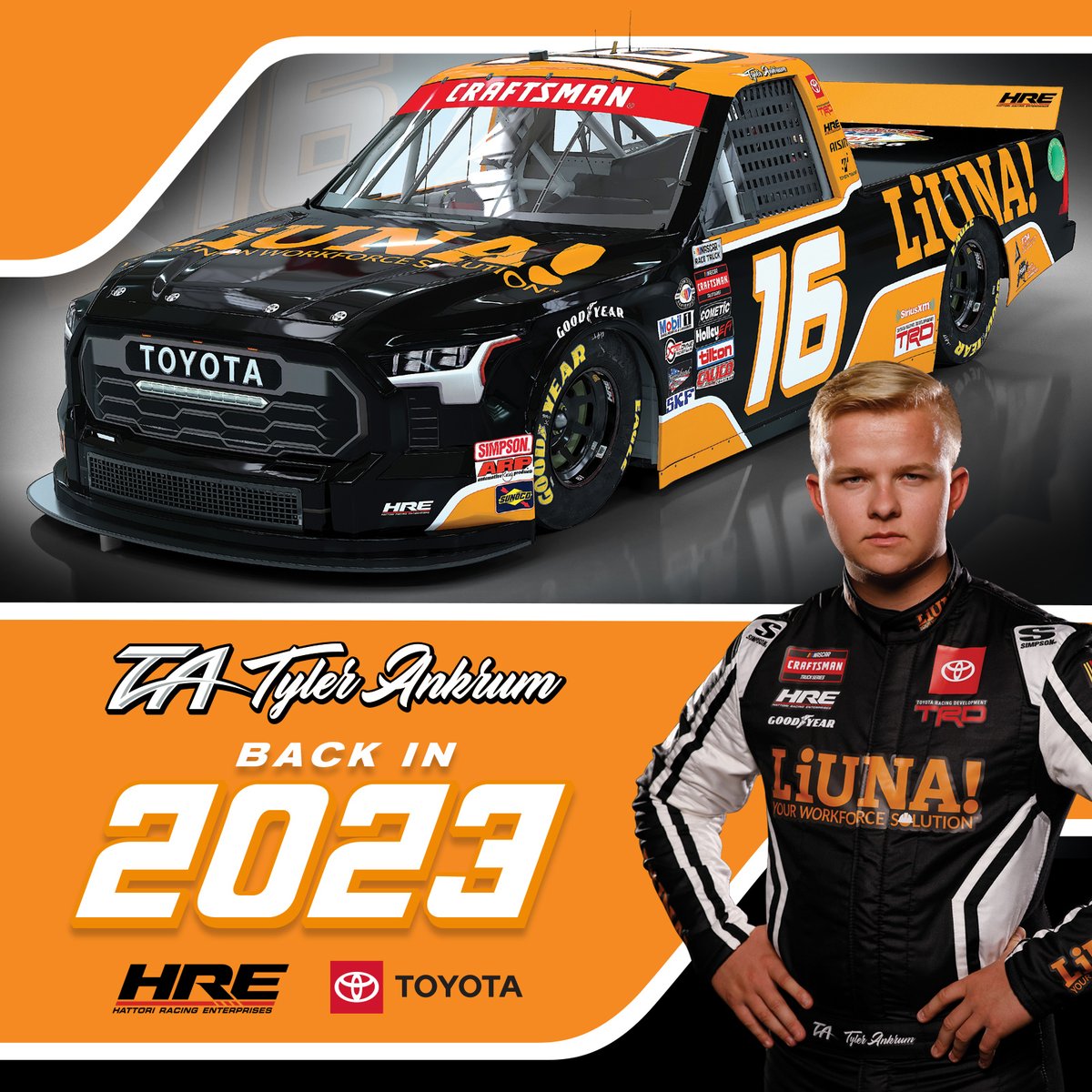 Tyler Ankrum returning to Hattori in 2023 : r/NASCAR