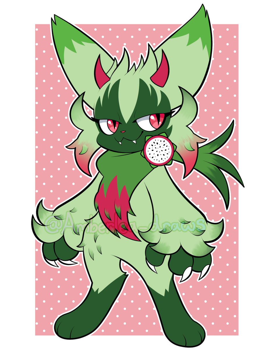 Amberlea Comms Open on Twitter: "Dragon fruit Floragato design commish 🍃"