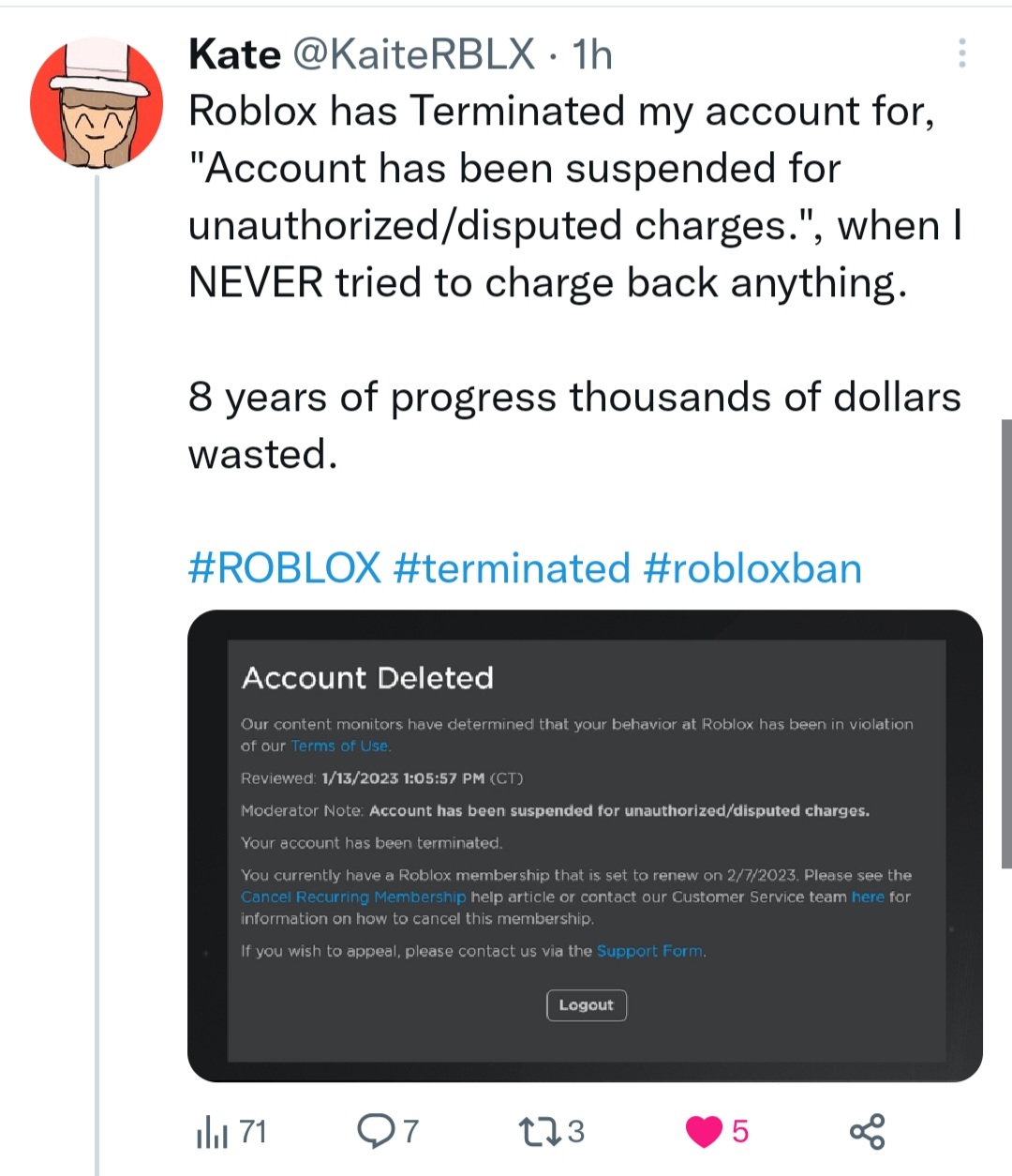 ItzBlxzing on Twitter: "@Roblox_RTC @Chaseroony My friend got banned as well for a false reason ...
